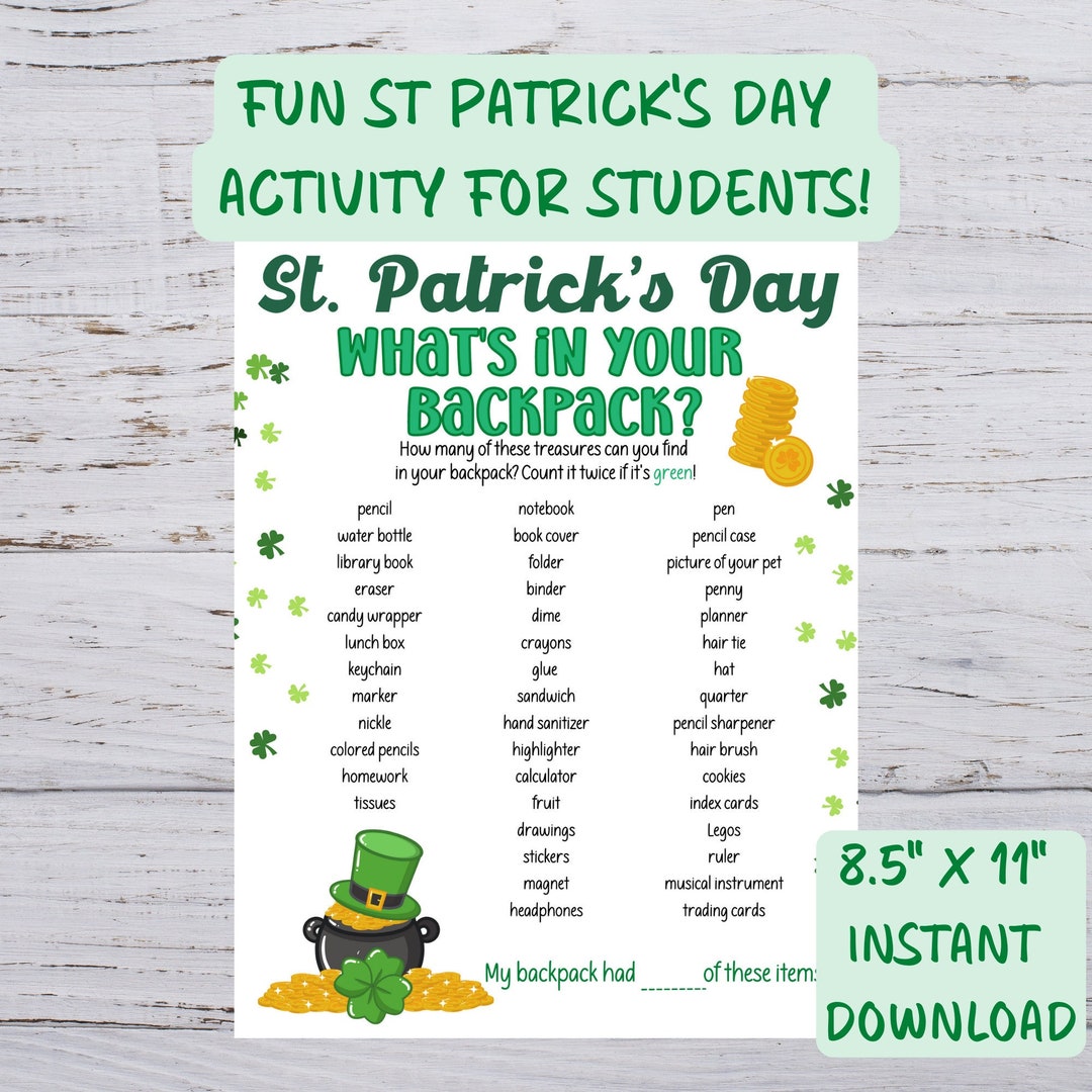 St Patrick's Day Game, Printable St Patrick's Day Classroom Activity ...