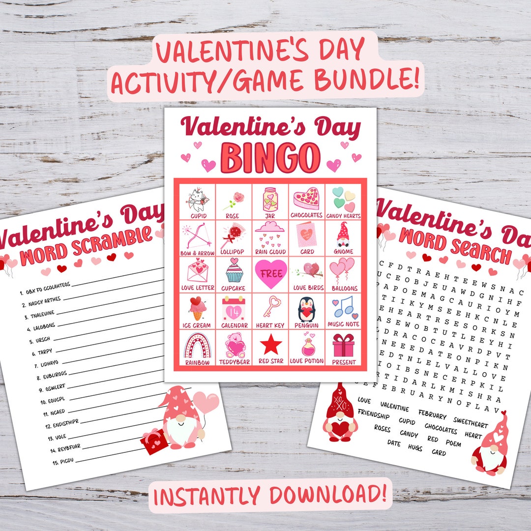 Valentine's Day Game Bundle, Printable Valentine's Day Activities ...