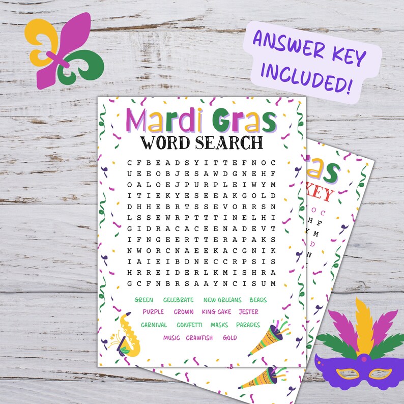 Printable Mardi Gras Game Bundle, Mardi Gras PDF Bundle, Printable ...