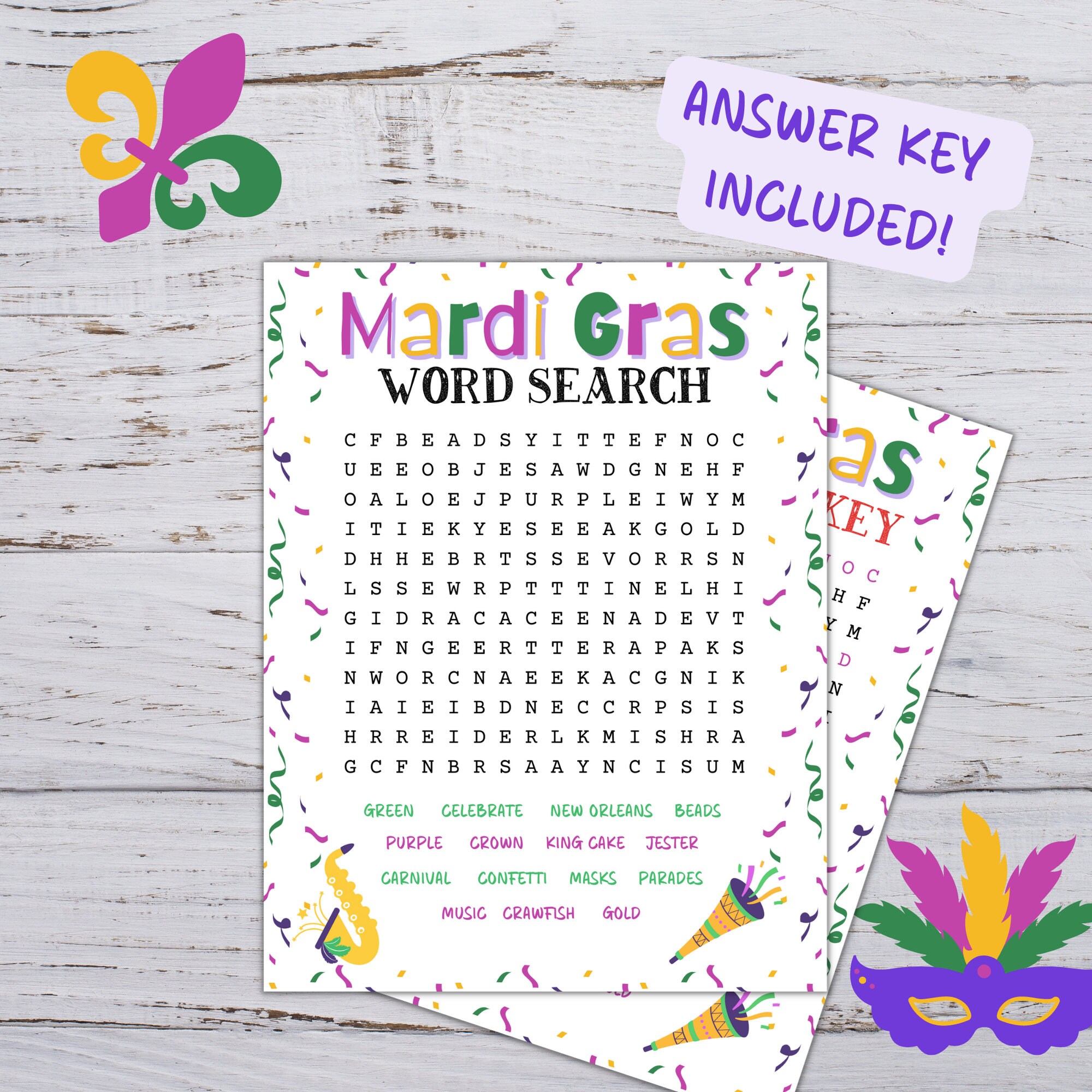 Printable Mardi Gras Game Bundle Mardi Gras PDF Bundle - Etsy
