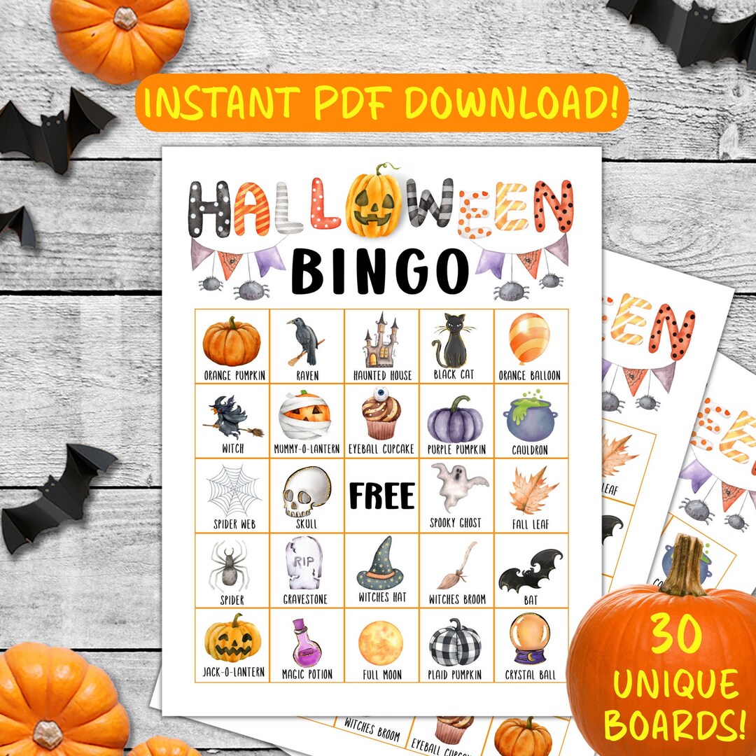 Printable Halloween Bingo, Halloween Bingo PDF, School Halloween Bingo ...