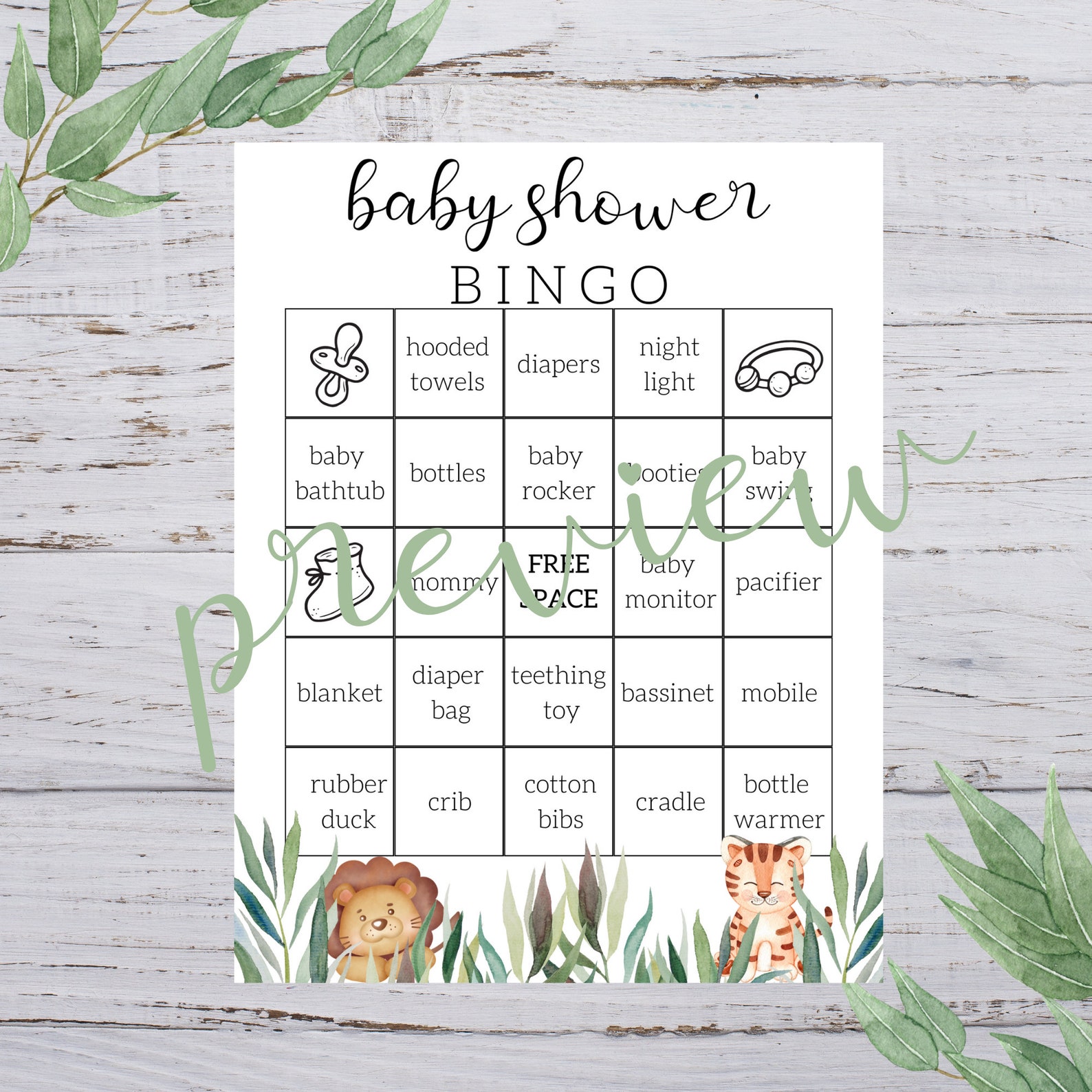 Baby Shower Bingo Printable Baby Bingo Game Printable Baby - Etsy