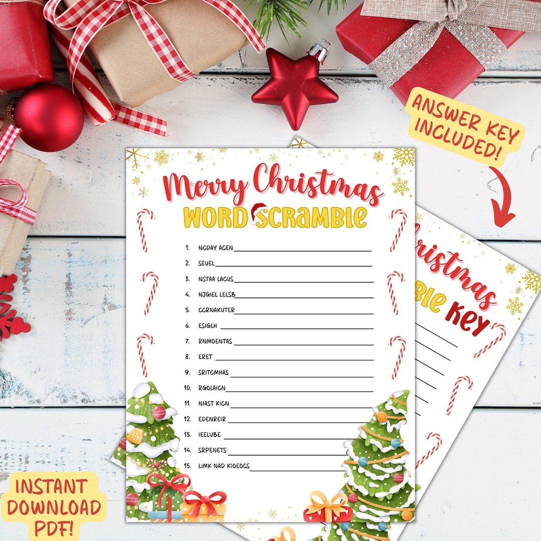 Christmas Word Scramble Printable Holiday Word Scramble Kids - Etsy New ...