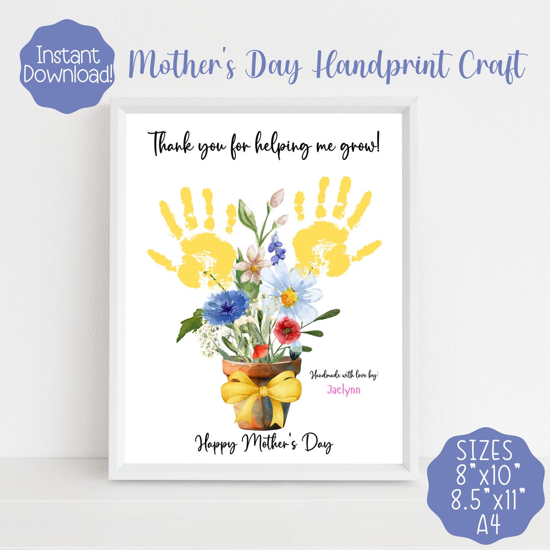 Handprint Craft for Mom, Printable Mother's Day Handprint Craft, DIY ...