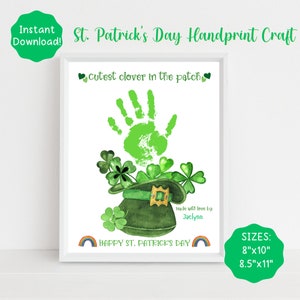 St. Patrick's Day Handprint Craft, Clover Handprint Craft, Printable St ...