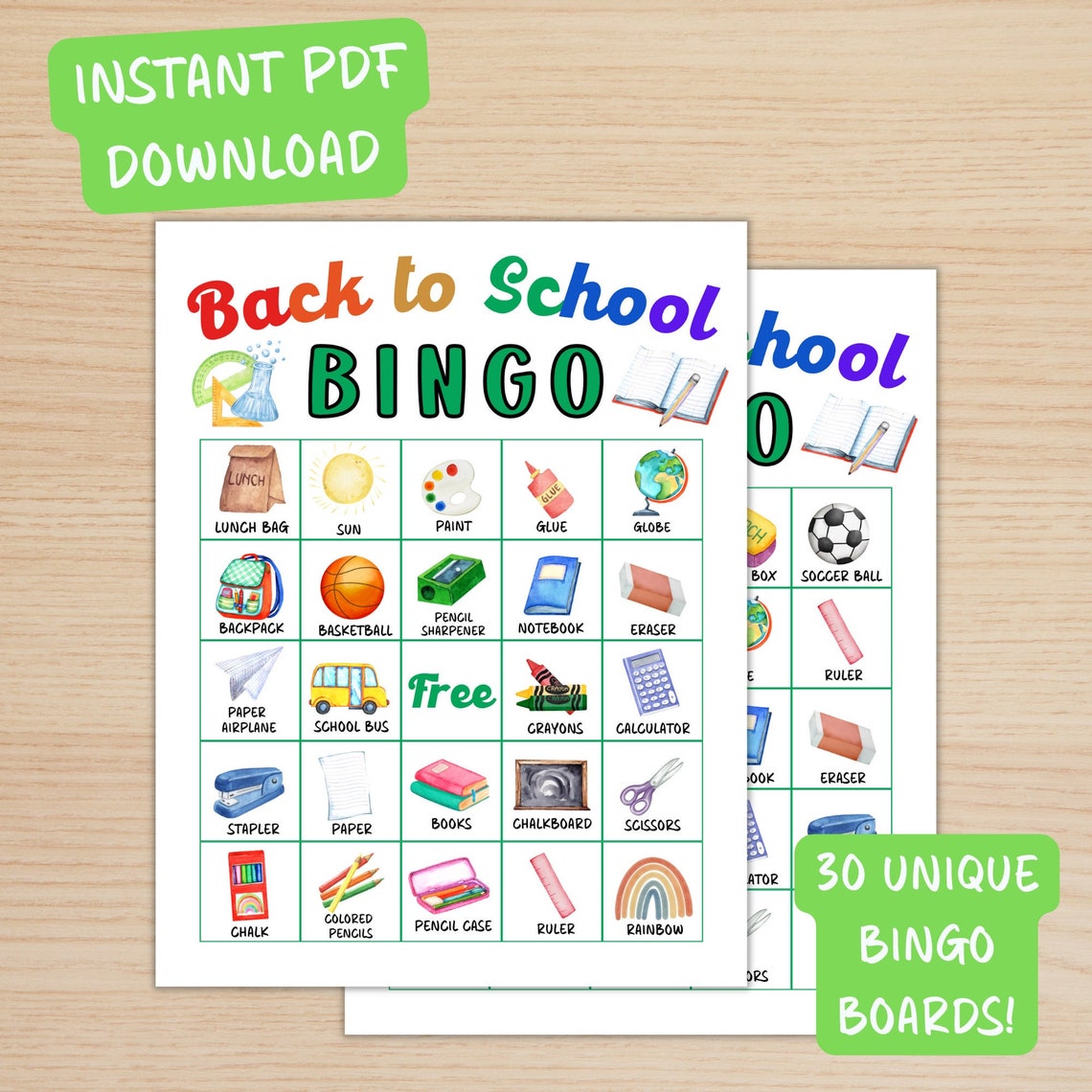 Back to School Bingo, Printable Bingo Game for School, Back to School ...