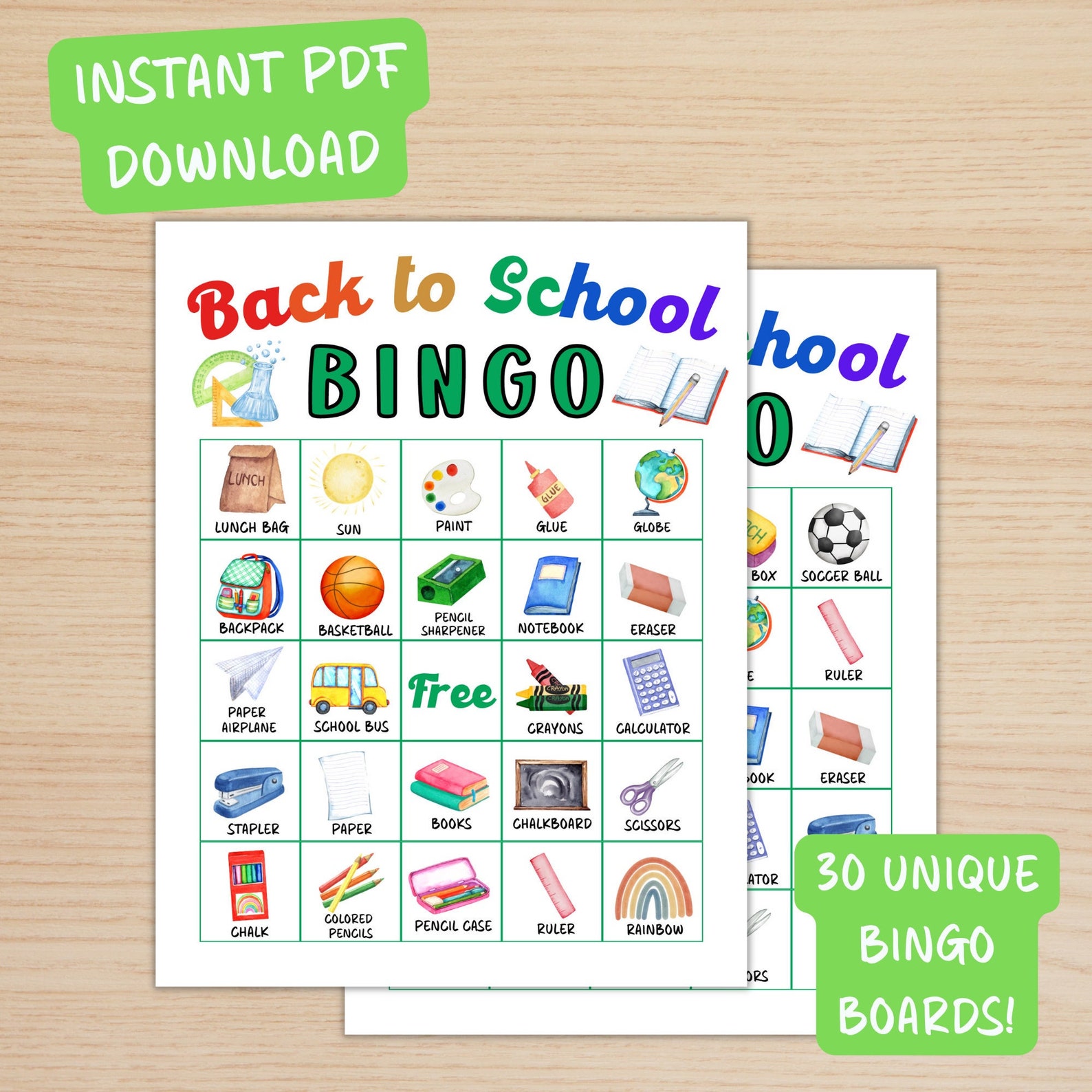 Back to School Bingo, Printable Bingo Game for School, Back to School ...