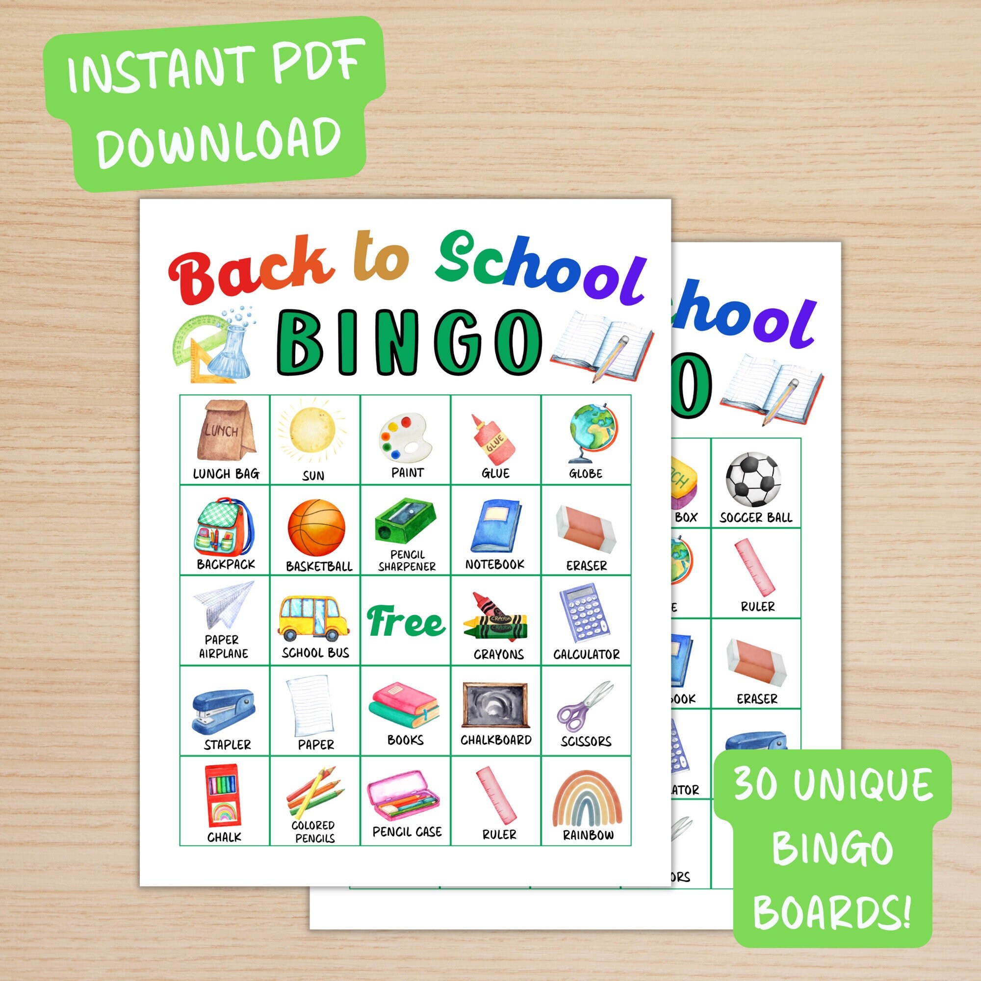 Back to School Bingo, Printable Bingo Game for School, Back to School ...