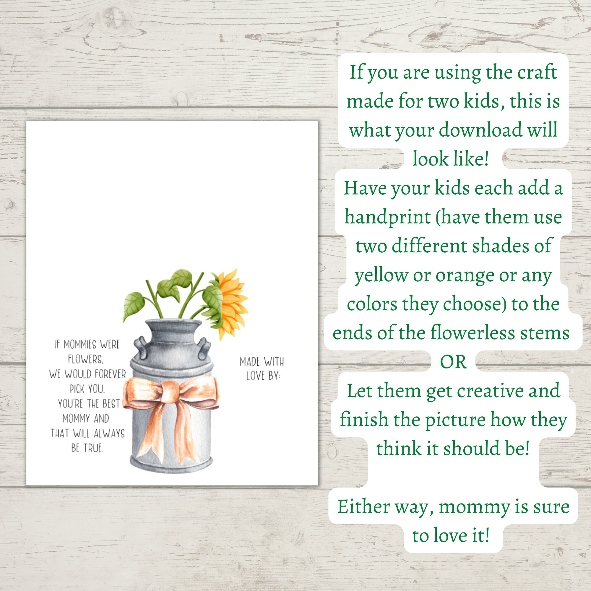 Mother's Day Crafts, Printable Handprint Craft, Sunflower Handprint ...