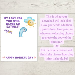 Mother's Day Handprint Craft, Dinosaur Handprint Art, Printable Card ...