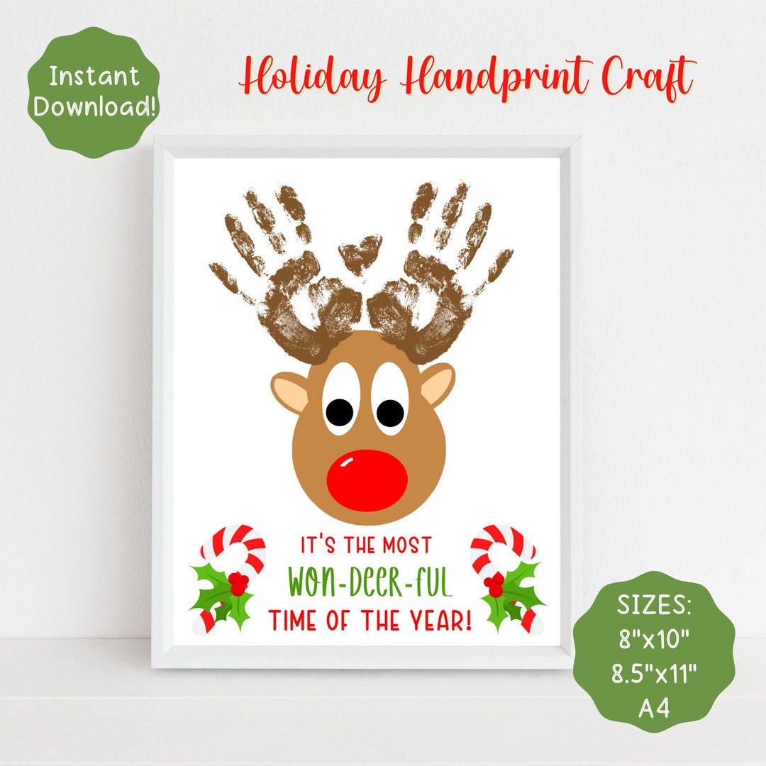 Reindeer Handprint Art, Christmas Handprint Craft, Rudolph Craft for ...