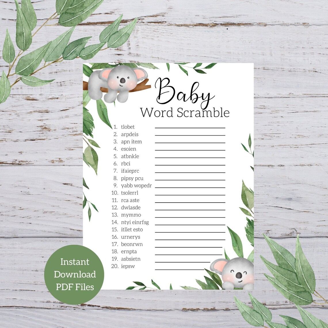 Printable Baby Shower Game Baby Word Scramble Instant | Etsy