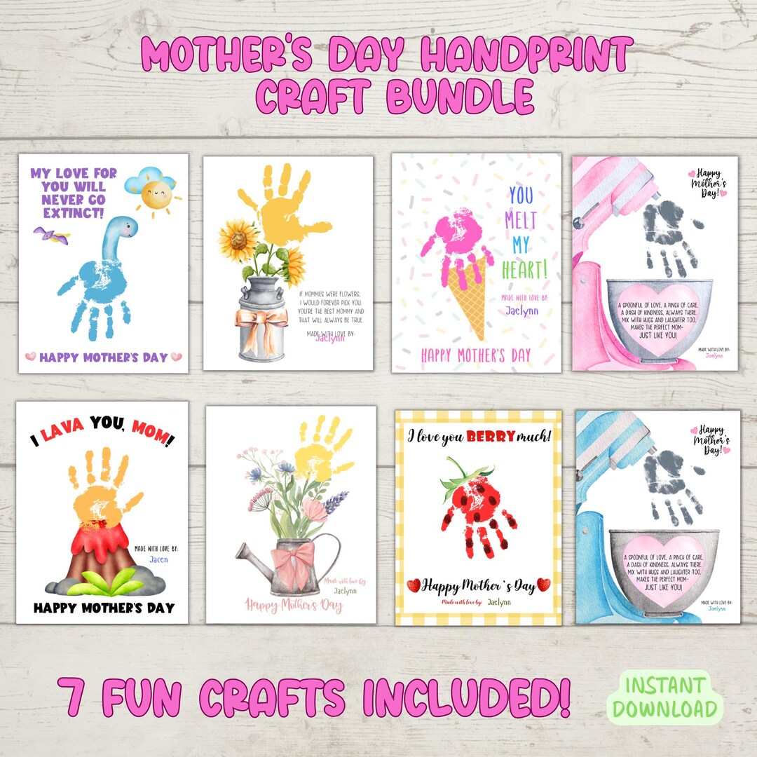 Mother's Day Craft Bundle, Printable Crafts, DIY Mother's Day Cards ...