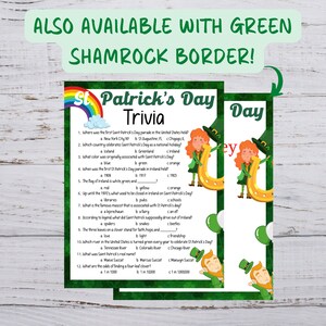 Printable St Patrick's Day Trivia, Saint Patrick's Day Trivia Game, St ...