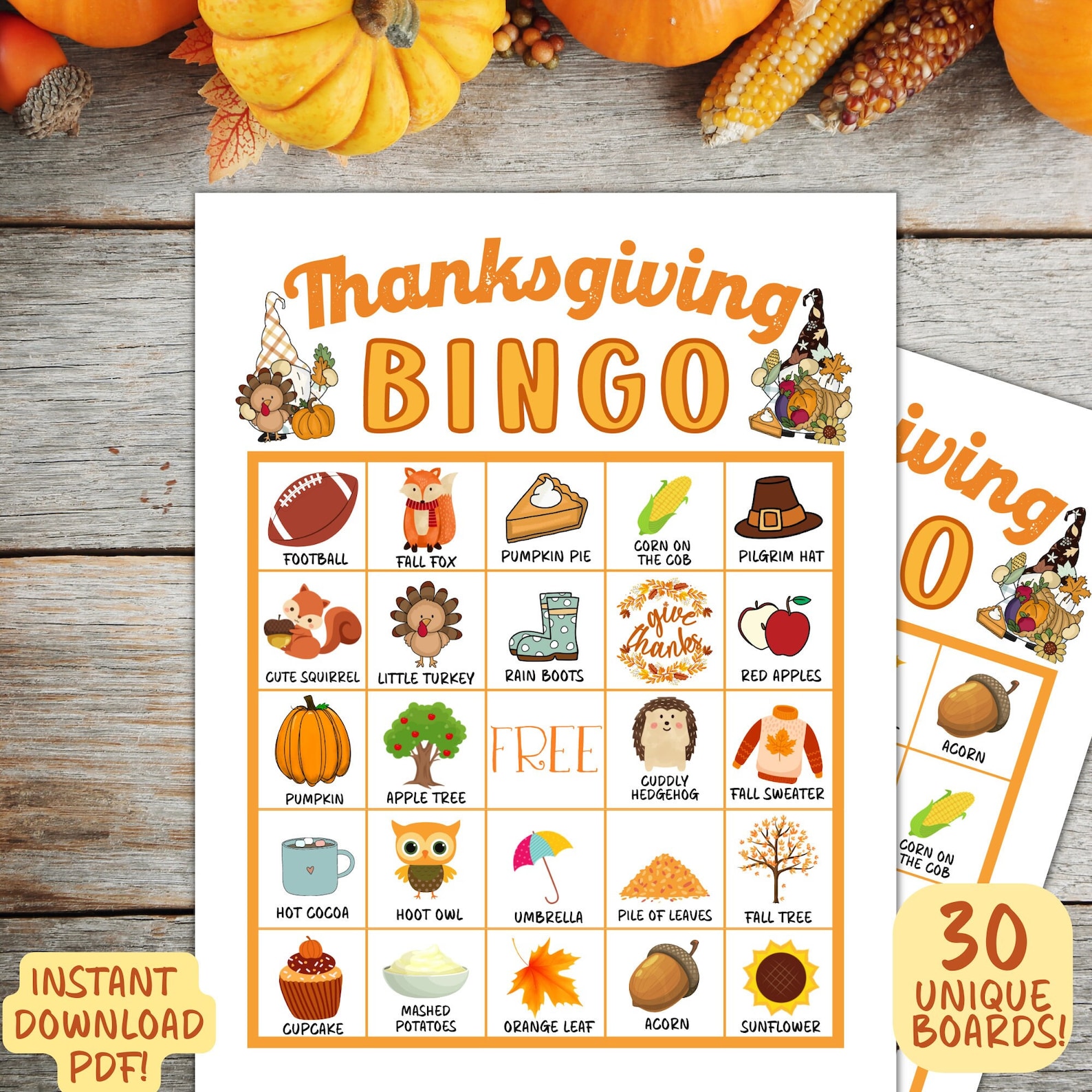 Thanksgiving Bingo, Printable Thanksgiving Bingo Game, Thanksgiving ...