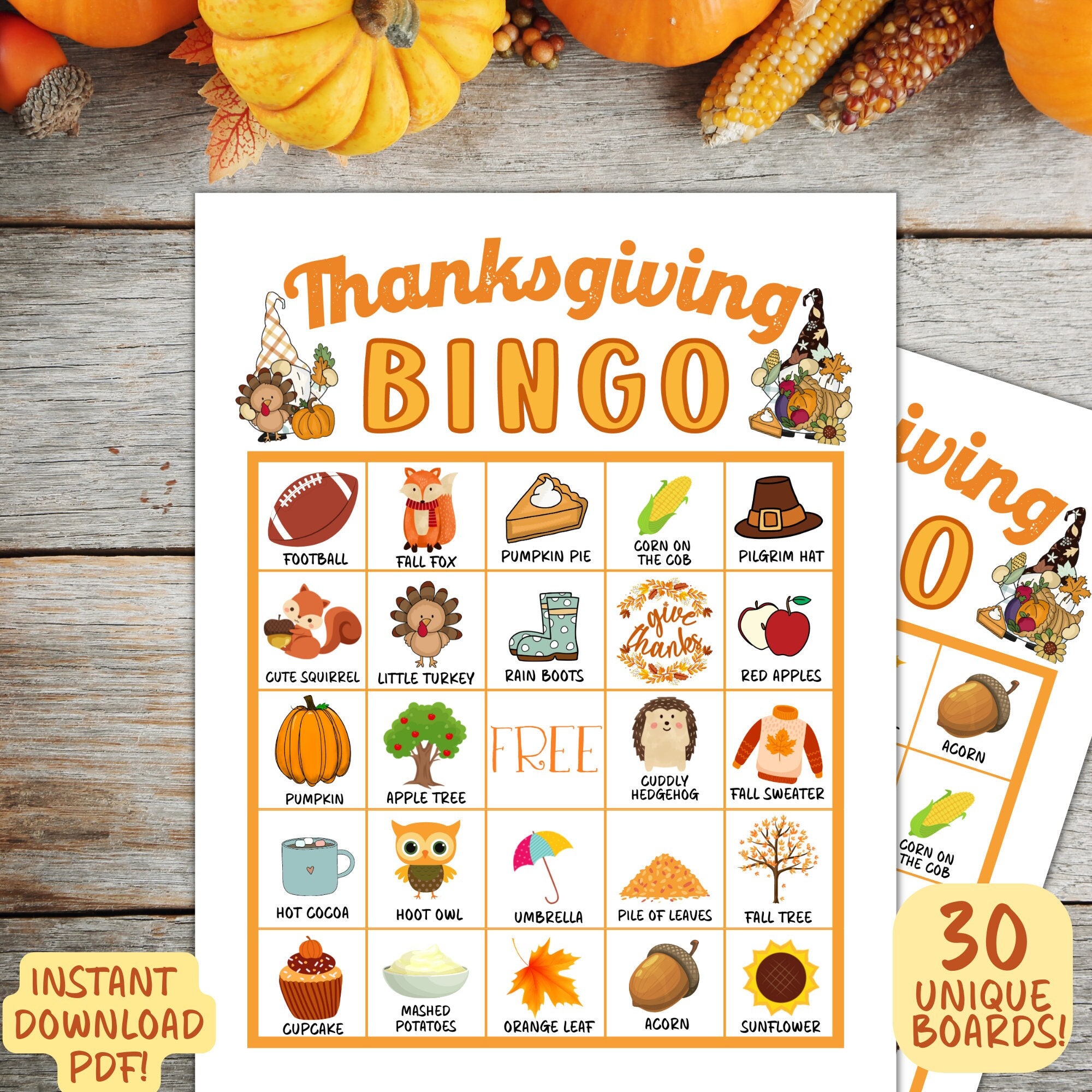 Thanksgiving Bingo, Printable Thanksgiving Bingo Game, Thanksgiving ...