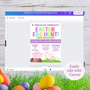 Editable Easter Egg Hunt Flyer, Community Easter Egg Hunt Flyer, Church ...