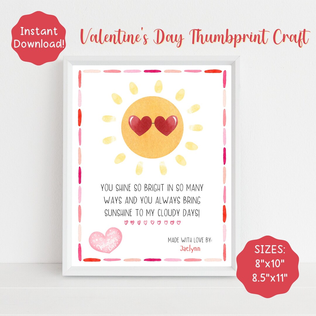 Valentine's Day Craft, Thumbprint Craft for Kids, Fingerprint Craft ...
