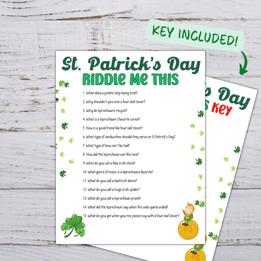 St. Patrick's Day Riddles, Printable St. Patrick's Day Activity ...