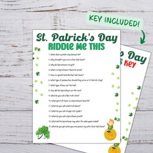St. Patrick's Day Riddles, Printable St. Patrick's Day Activity ...
