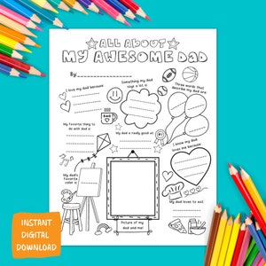Father's Day Activity for Kids, All About Dad Printable Questionnaire ...