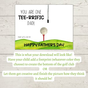 Father's Day Craft, Footprint Craft for Dad, DIY Card for Dad, Golf ...