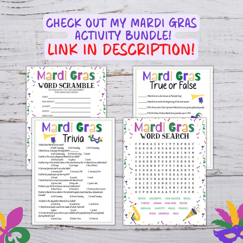 Mardi Gras Word Search Printable Mardi Gras Word Find Mardi - Etsy