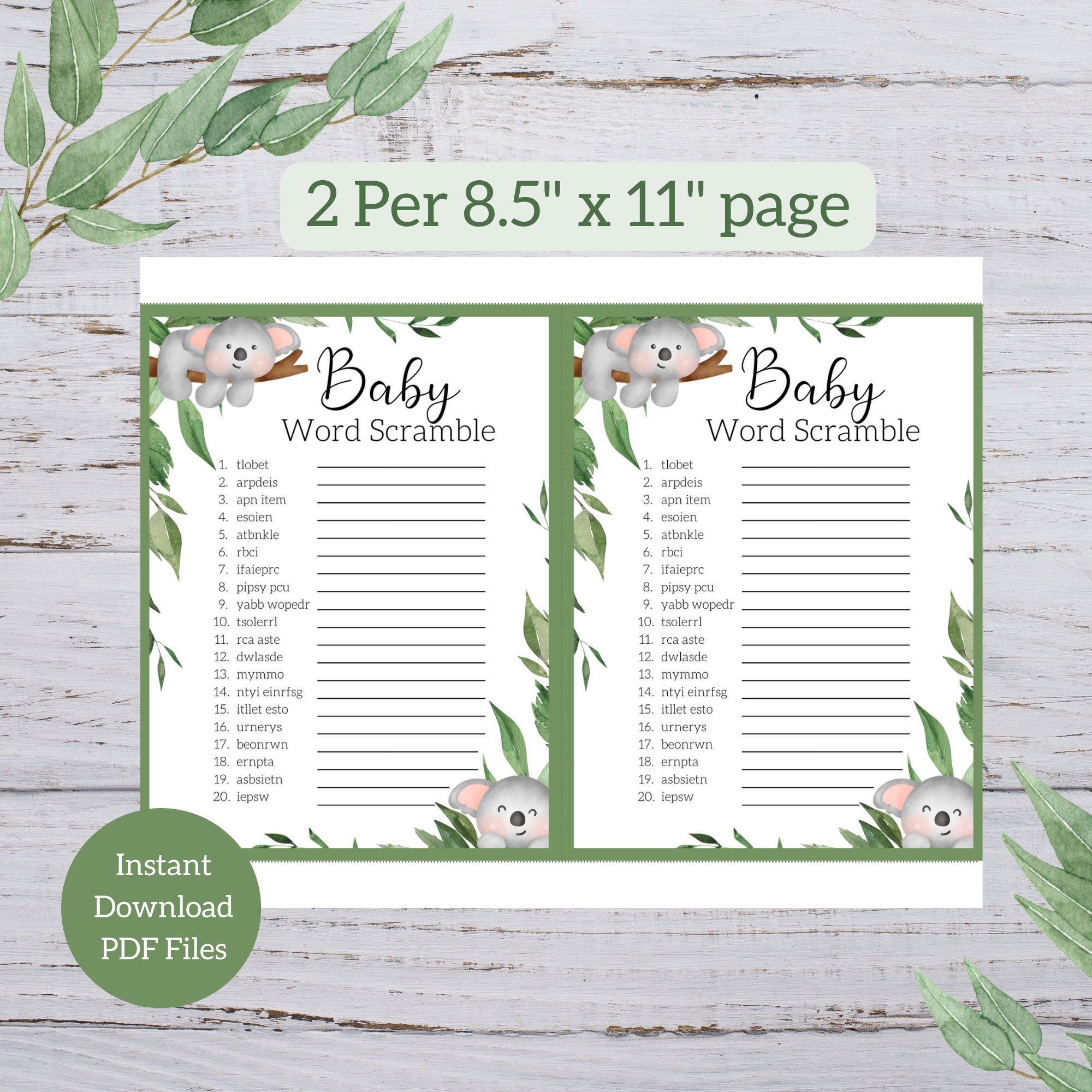 Printable Baby Shower Game Baby Word Scramble Instant - Etsy