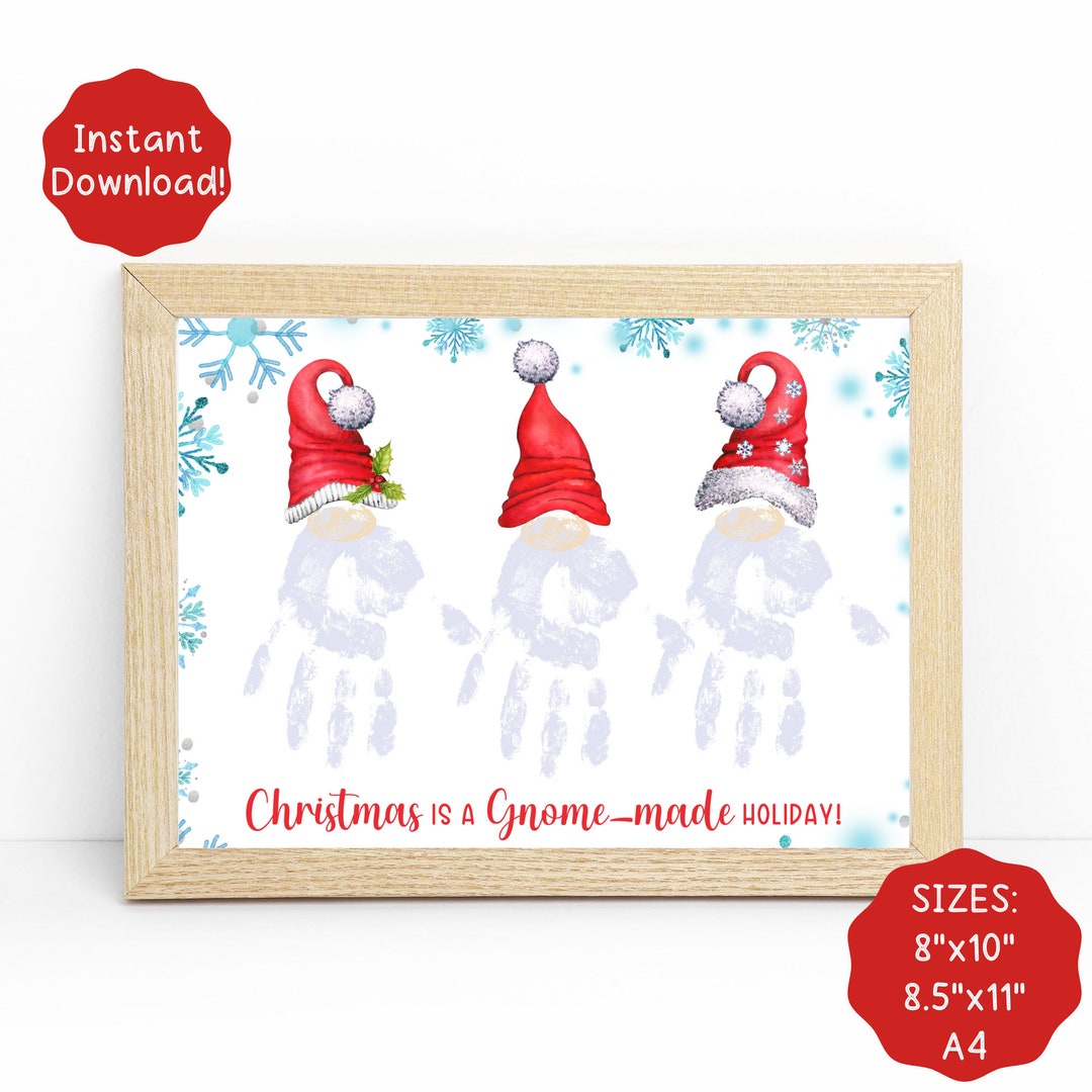 Gnome Handprint Craft, Christmas Handprint Art, Holiday Handprint ...