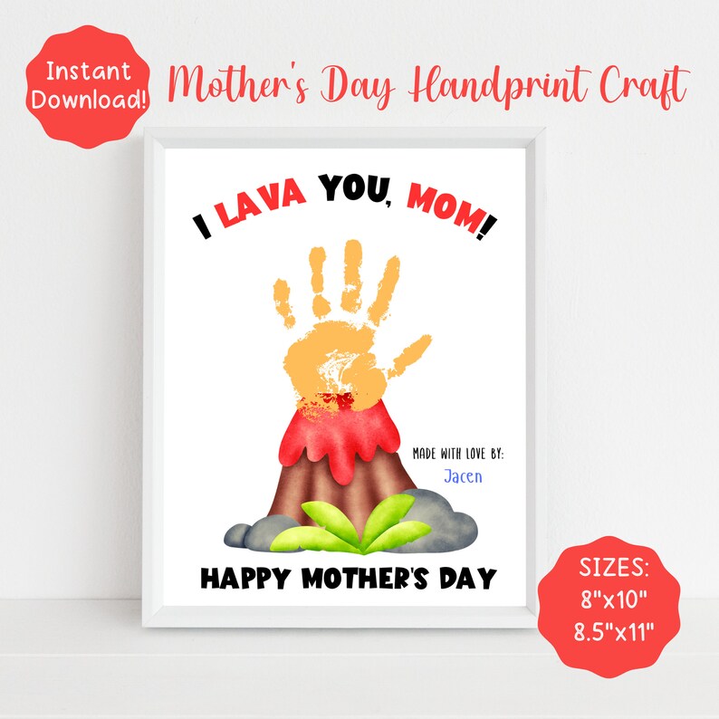Mother's Day Handprint Art Volcano Handprint Craft - Etsy