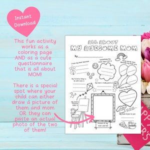 All About Mom Printable Activity, Mother's Day Activity for Kids ...