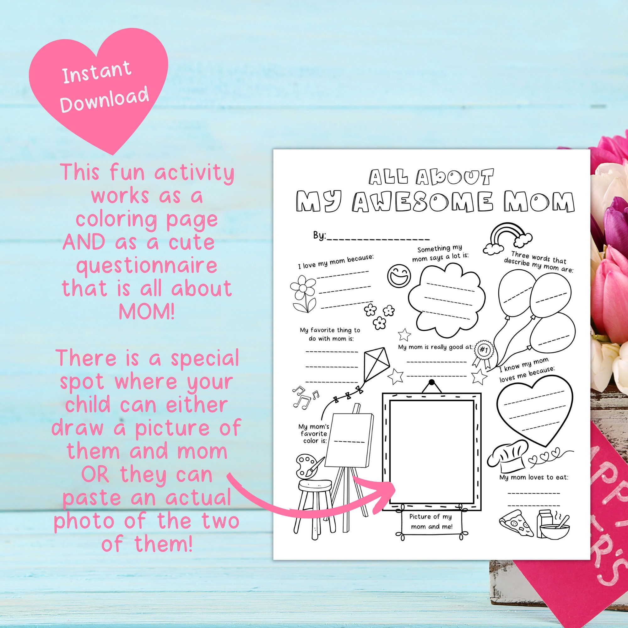 All About Mom Printable Activity Mother's Day Activity - Etsy