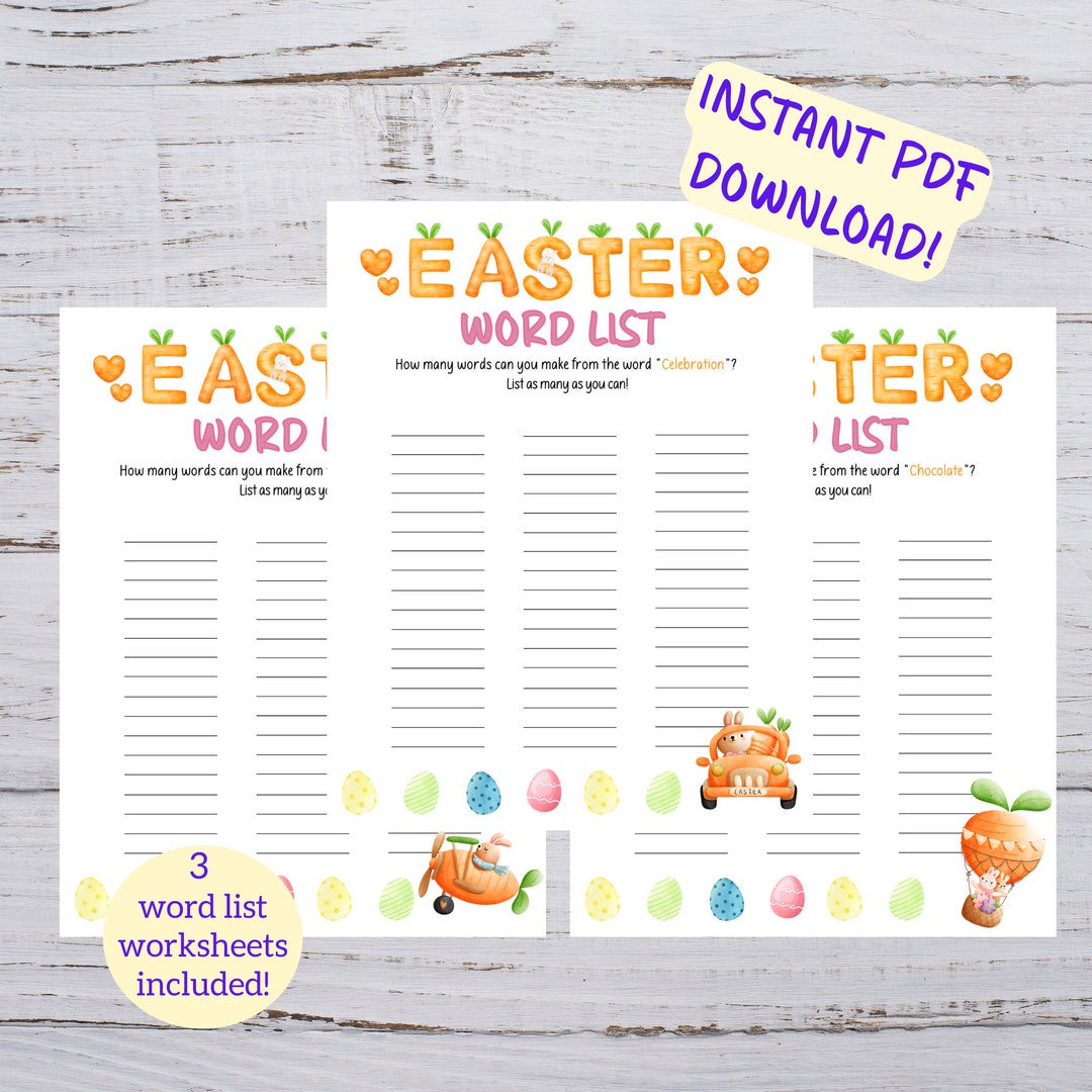 Easter Word List Worksheet Printable, Easter Activity for Kids, Easter ...