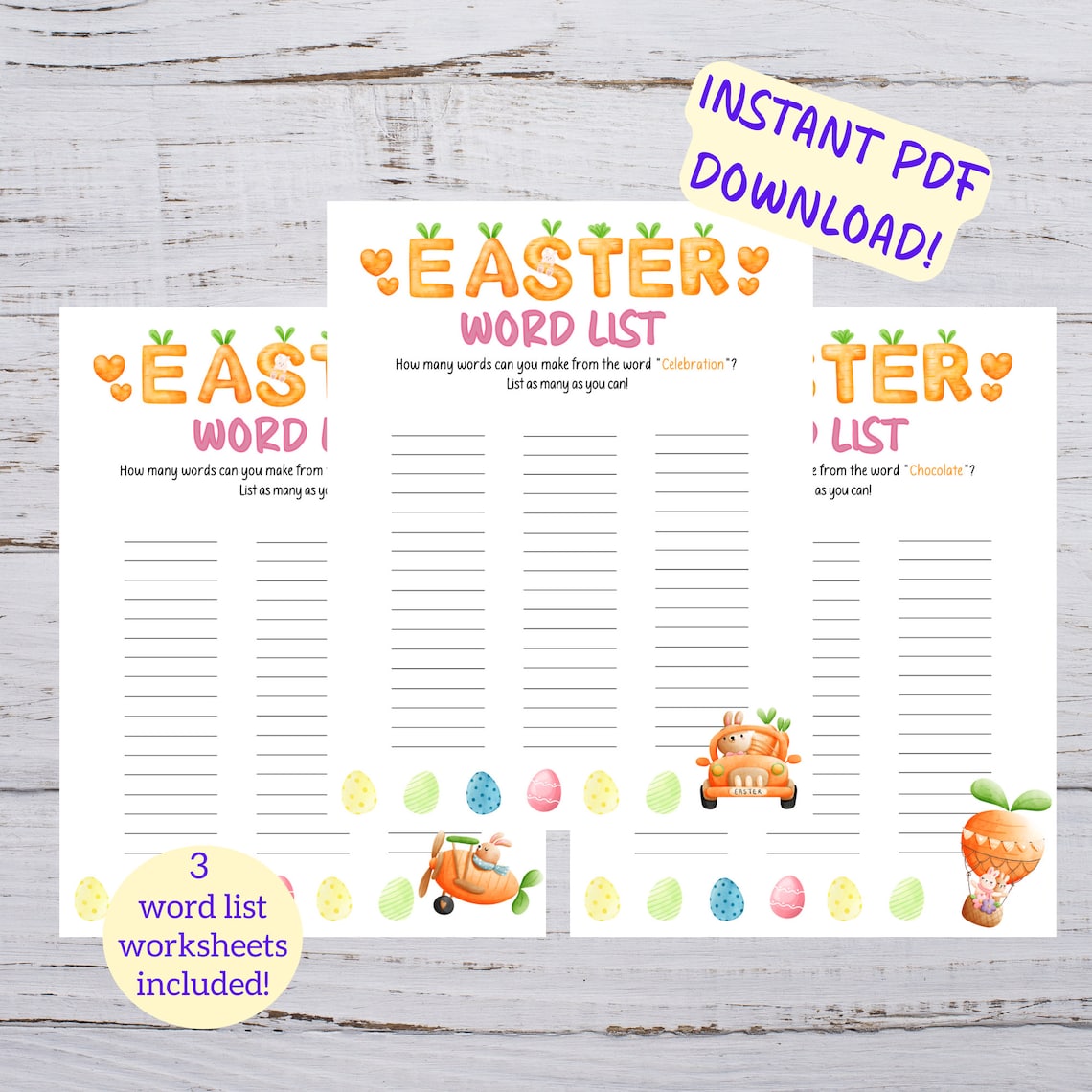 Easter Word List Worksheet Printable Easter Activity for - Etsy