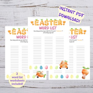 Easter Word List Worksheet Printable, Easter Activity for Kids, Easter Activity for Older Kids ...