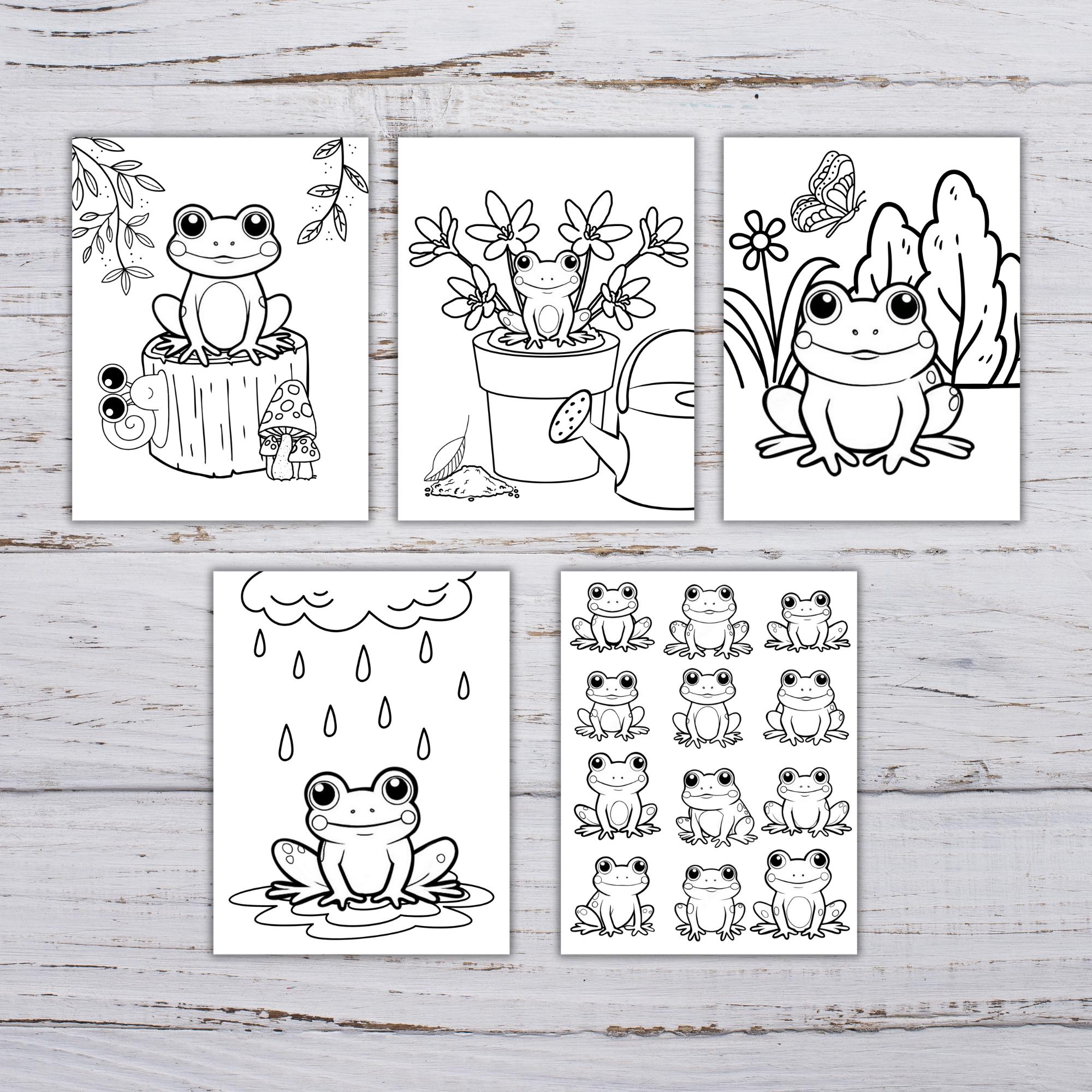 Frog Coloring Pages, Kids Coloring Sheets, Printable Frog Coloring ...