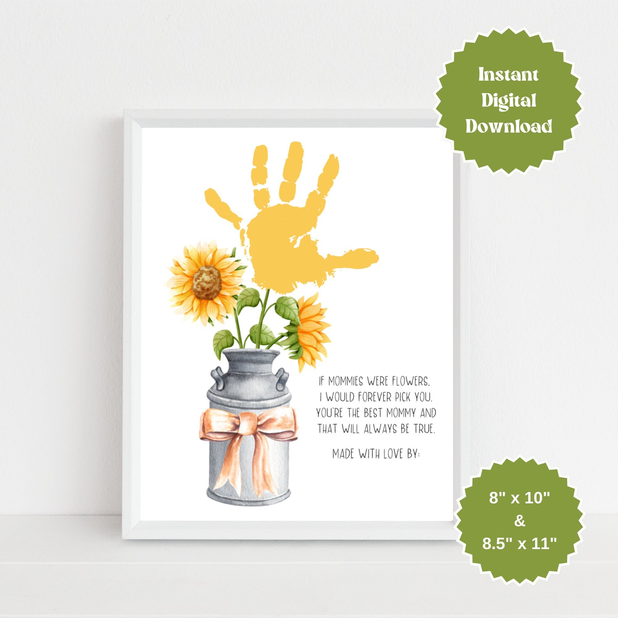 Mother's Day Crafts Printable Handprint Craft Sunflower - Etsy