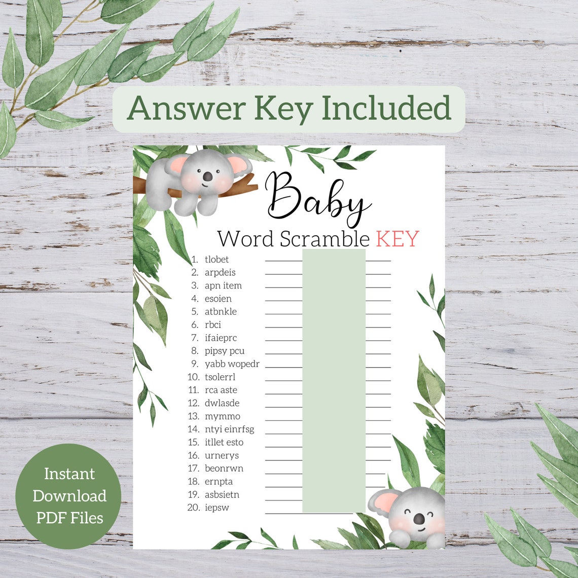 Printable Baby Shower Game Baby Word Scramble Instant - Etsy