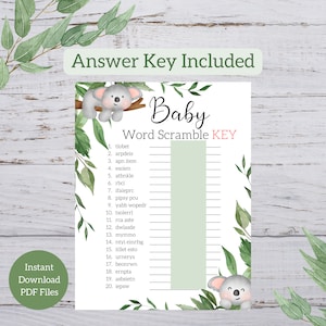 Printable Baby Shower Game, Baby Word Scramble, Instant Download Baby ...