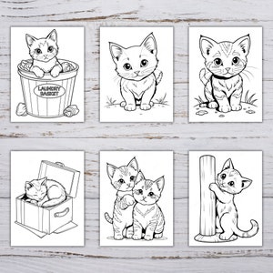 30 Cute Cat Coloring Pages, Kid's Kitten Coloring Sheets, Printable ...