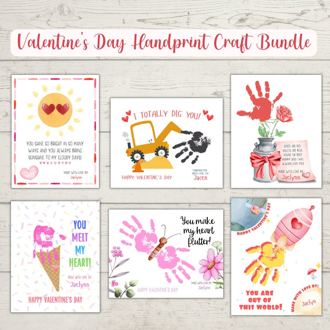 Valentine's Day Handprint Craft Bundle, Valentine's Day Craft Bundle ...