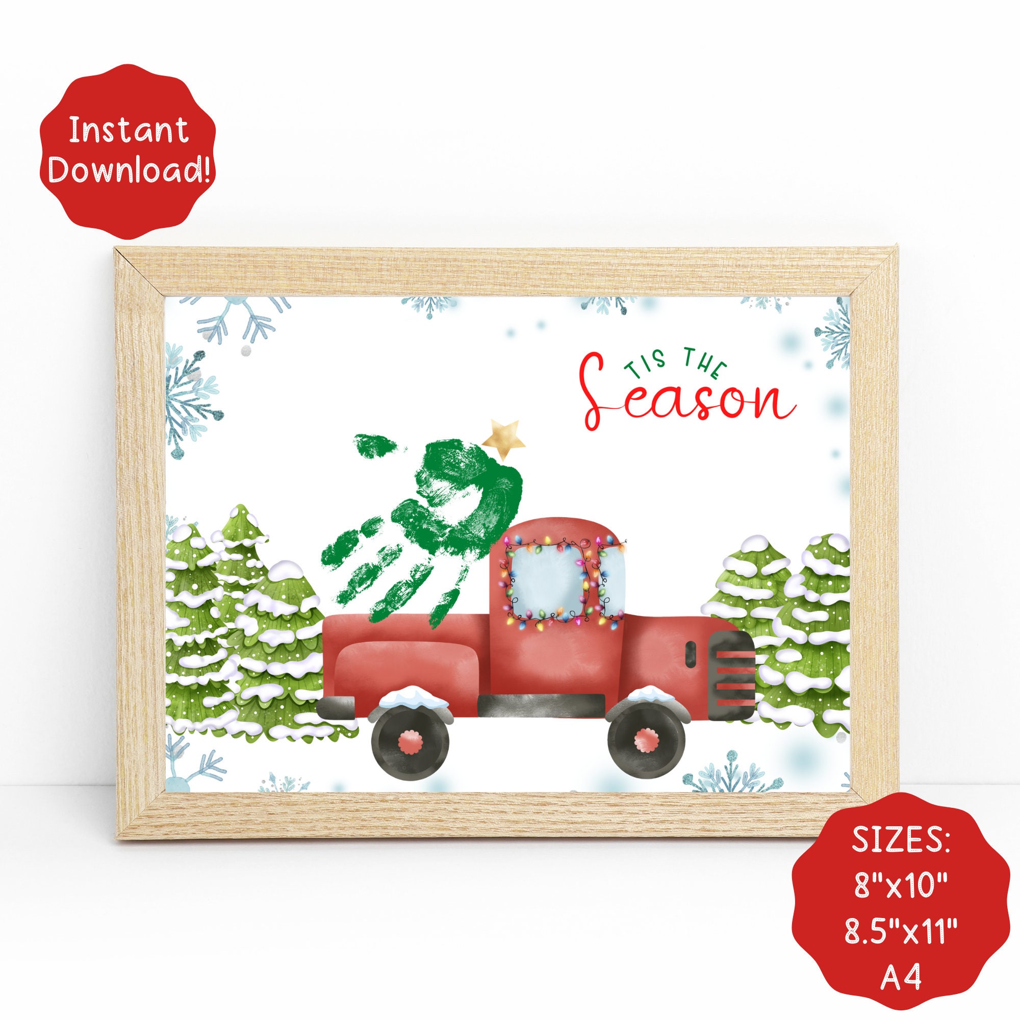 Christmas Handprint Art, Holiday Handprint Craft, Truck Handprint Craft ...