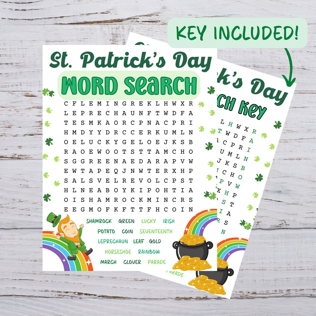 St Patrick's Day Printable, St Patrick's Day Word Search for Kids, St ...