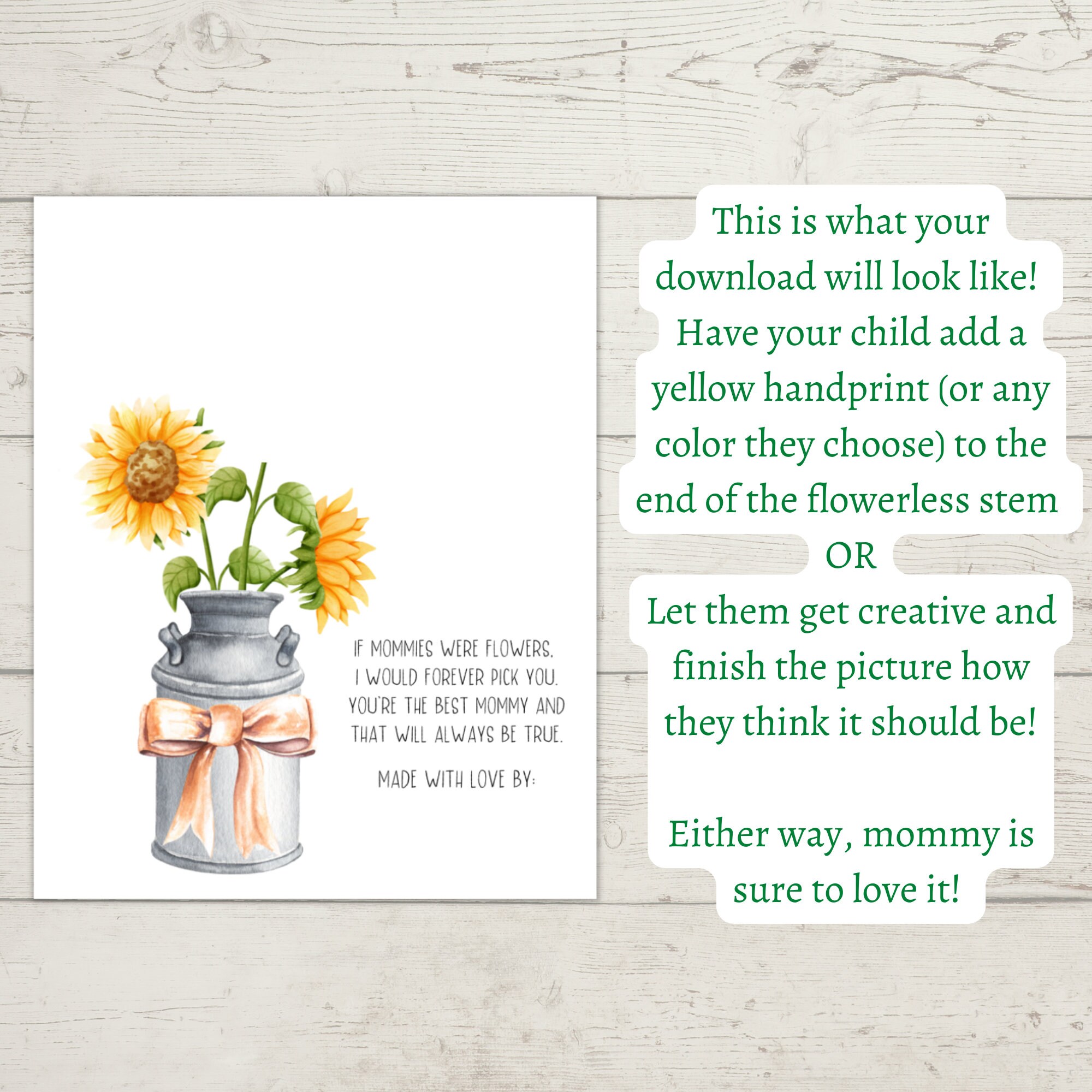 Mother's Day Crafts Printable Handprint Craft Sunflower - Etsy