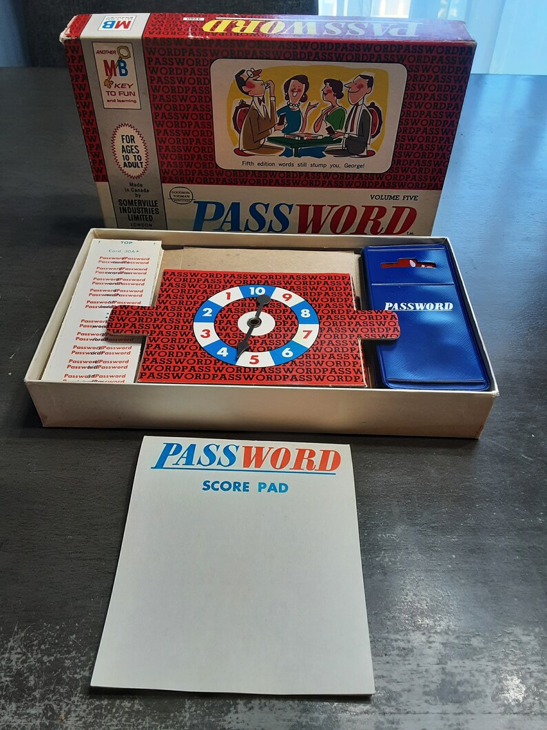Vintage Super Rare 1964 Password Milton Bradley Boardgame Game - Etsy