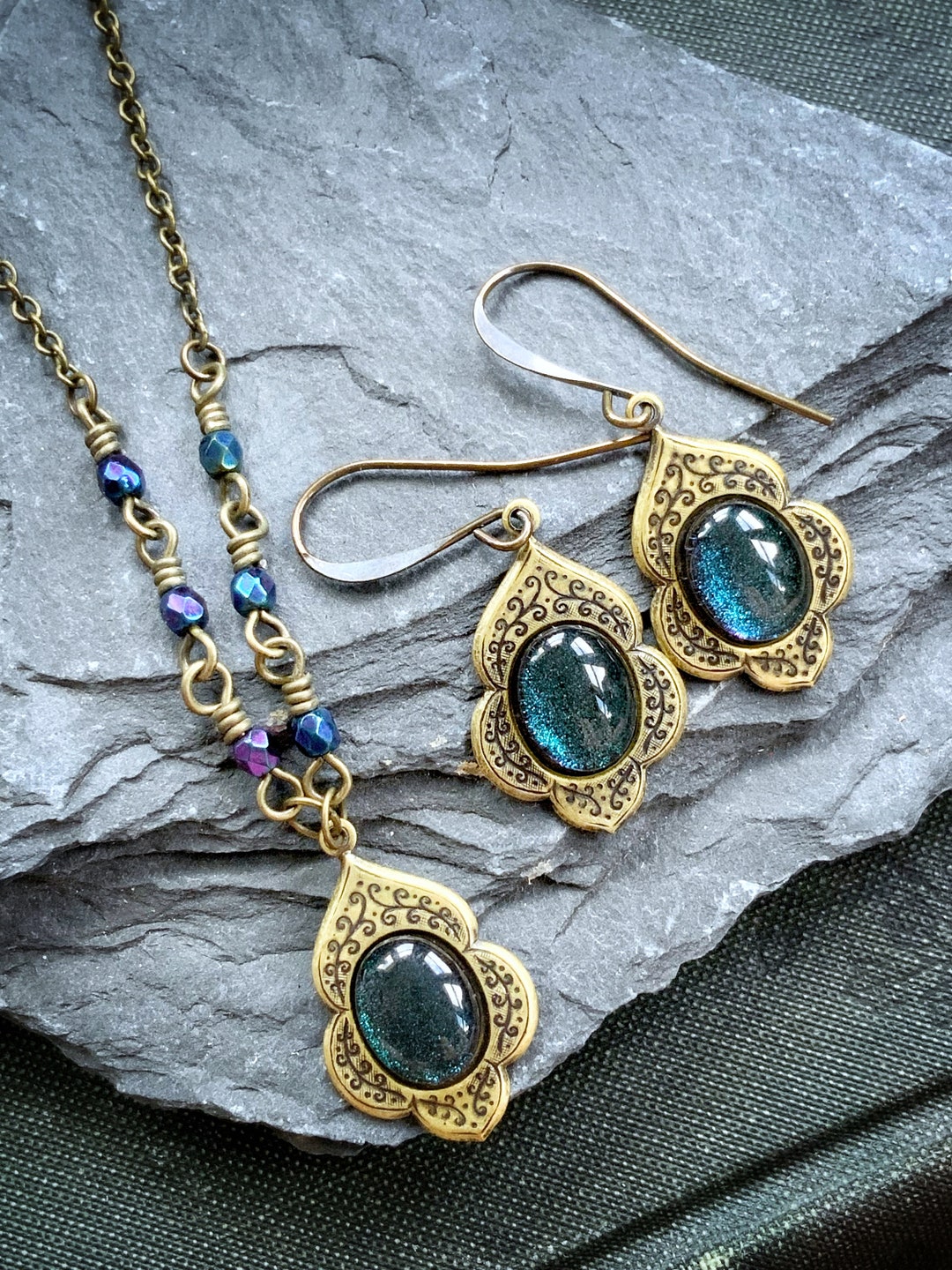 DEEPWATER Antique Bronze Victorian Jewelry Set - Etsy