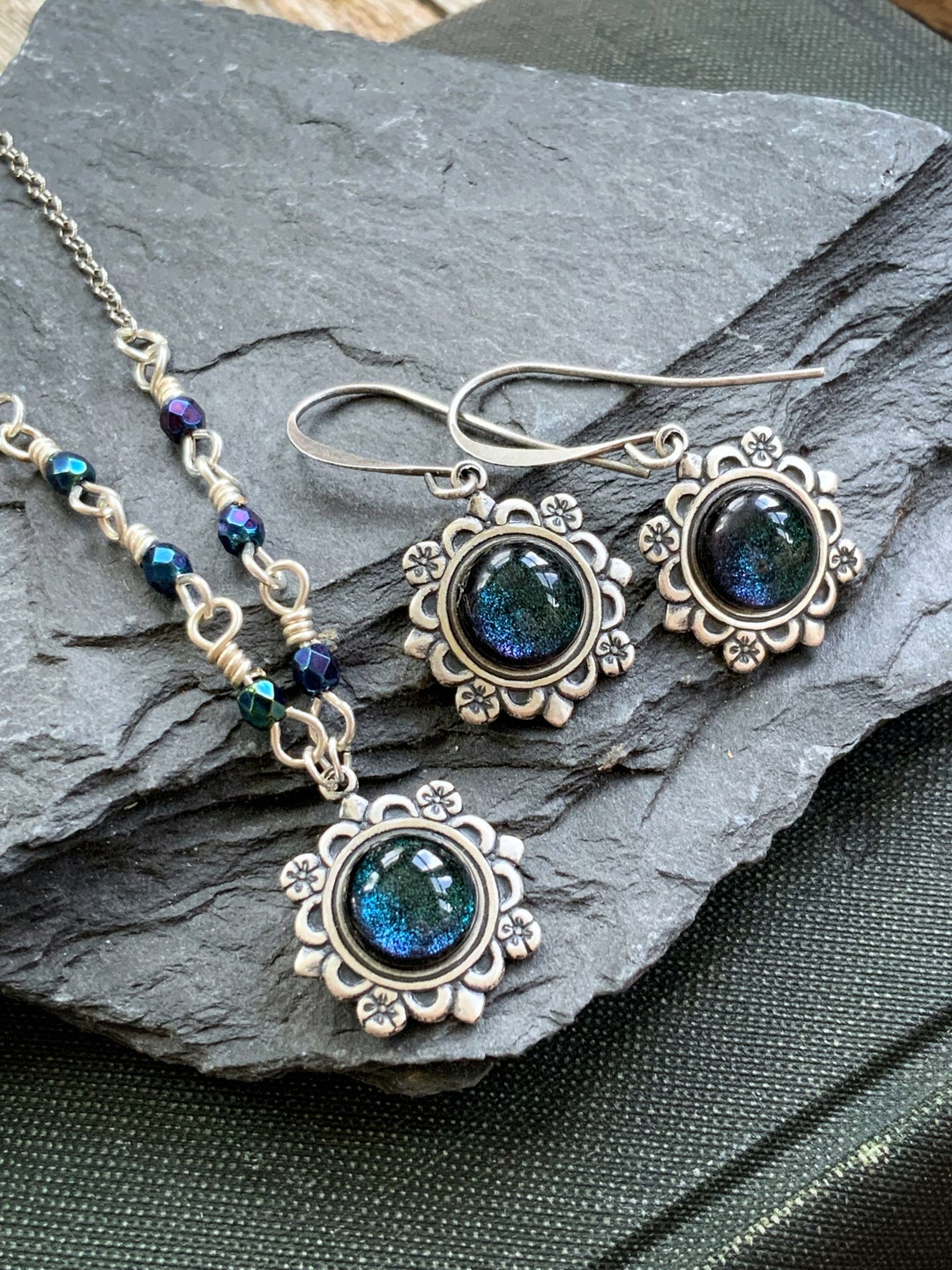 DEEPWATER Antique Silver Victorian Jewelry Set - Etsy