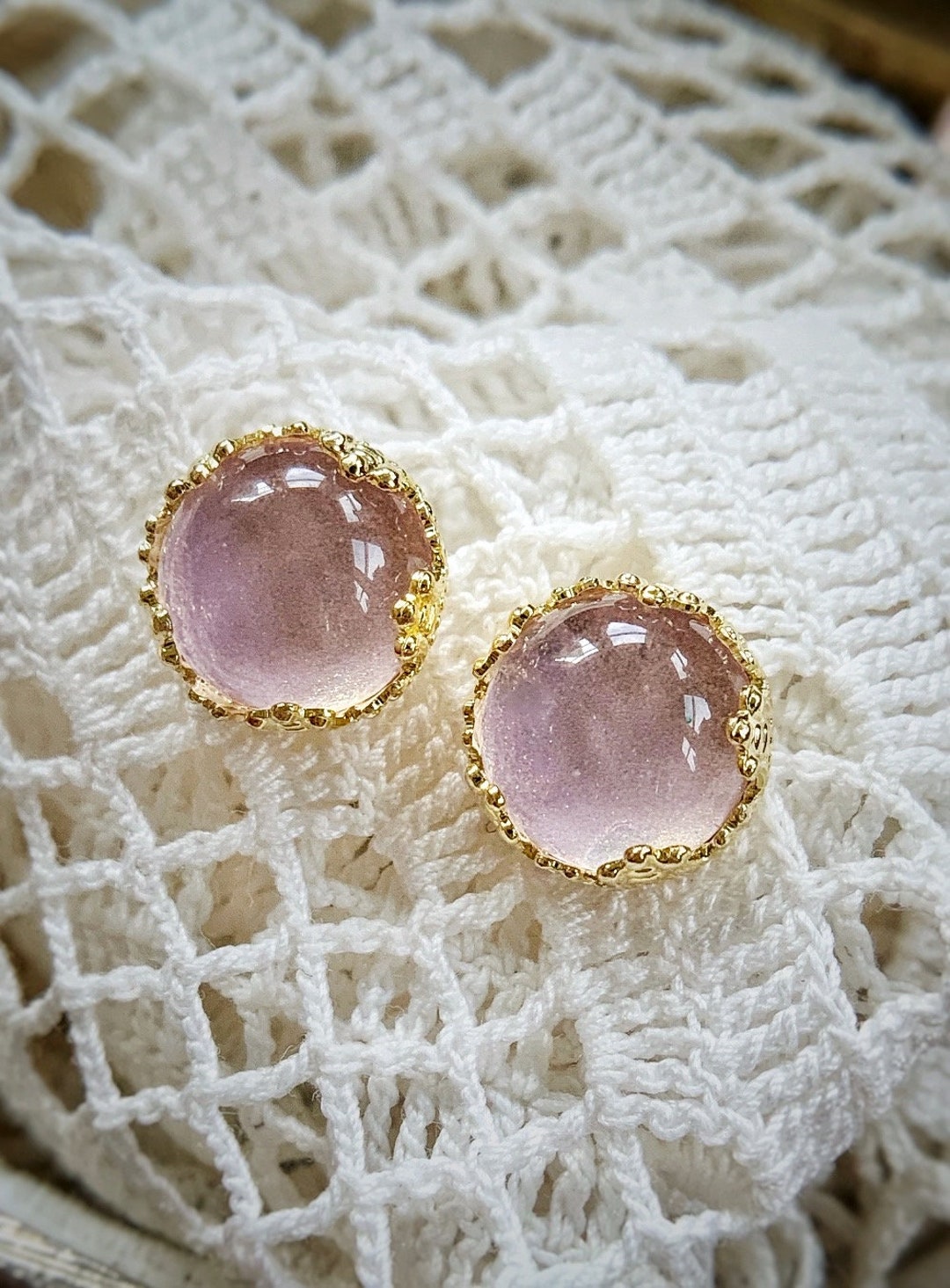 DUSTY ROSES Gold Tone Victorian 8mm Round Stud Earrings - Etsy