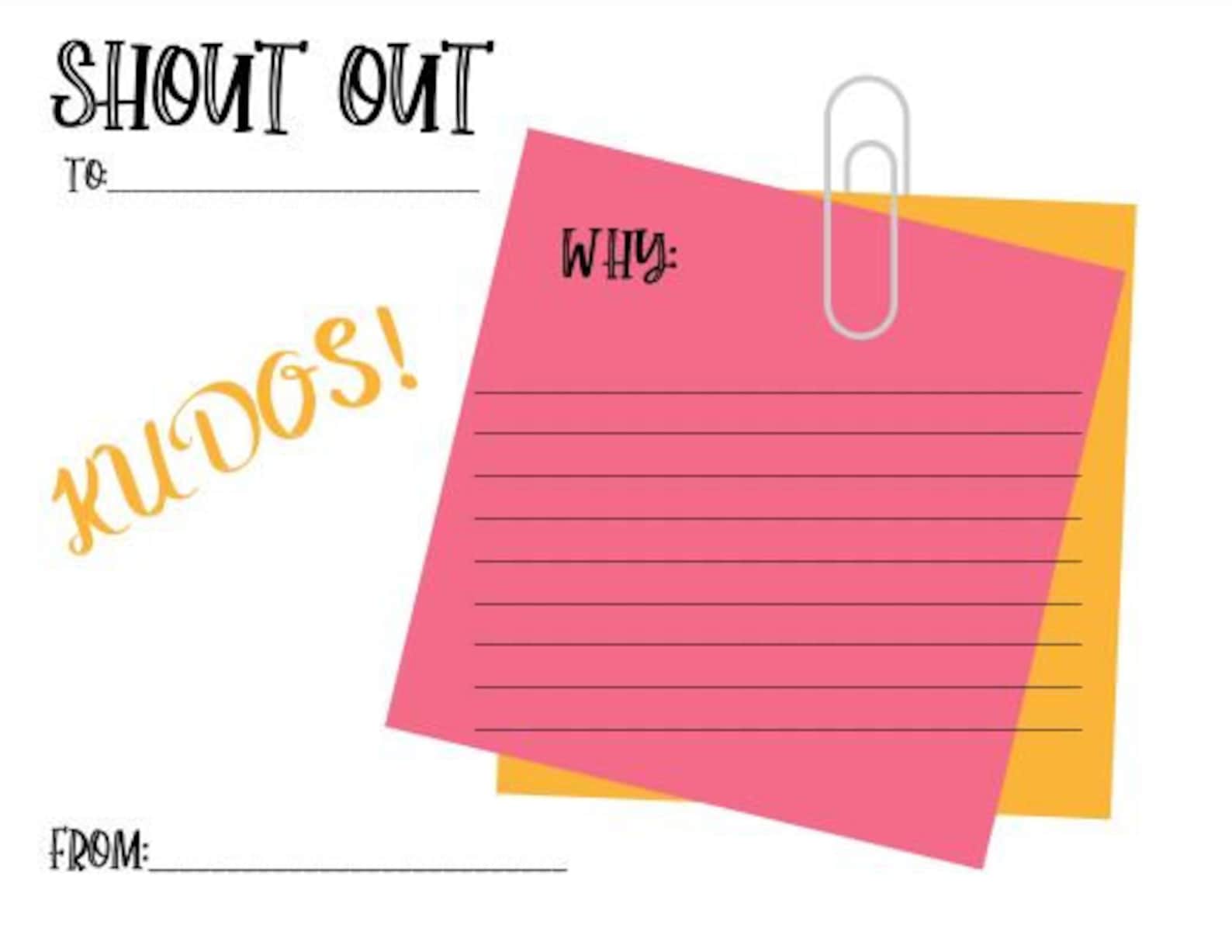 Shout Out Recognition Card - Etsy