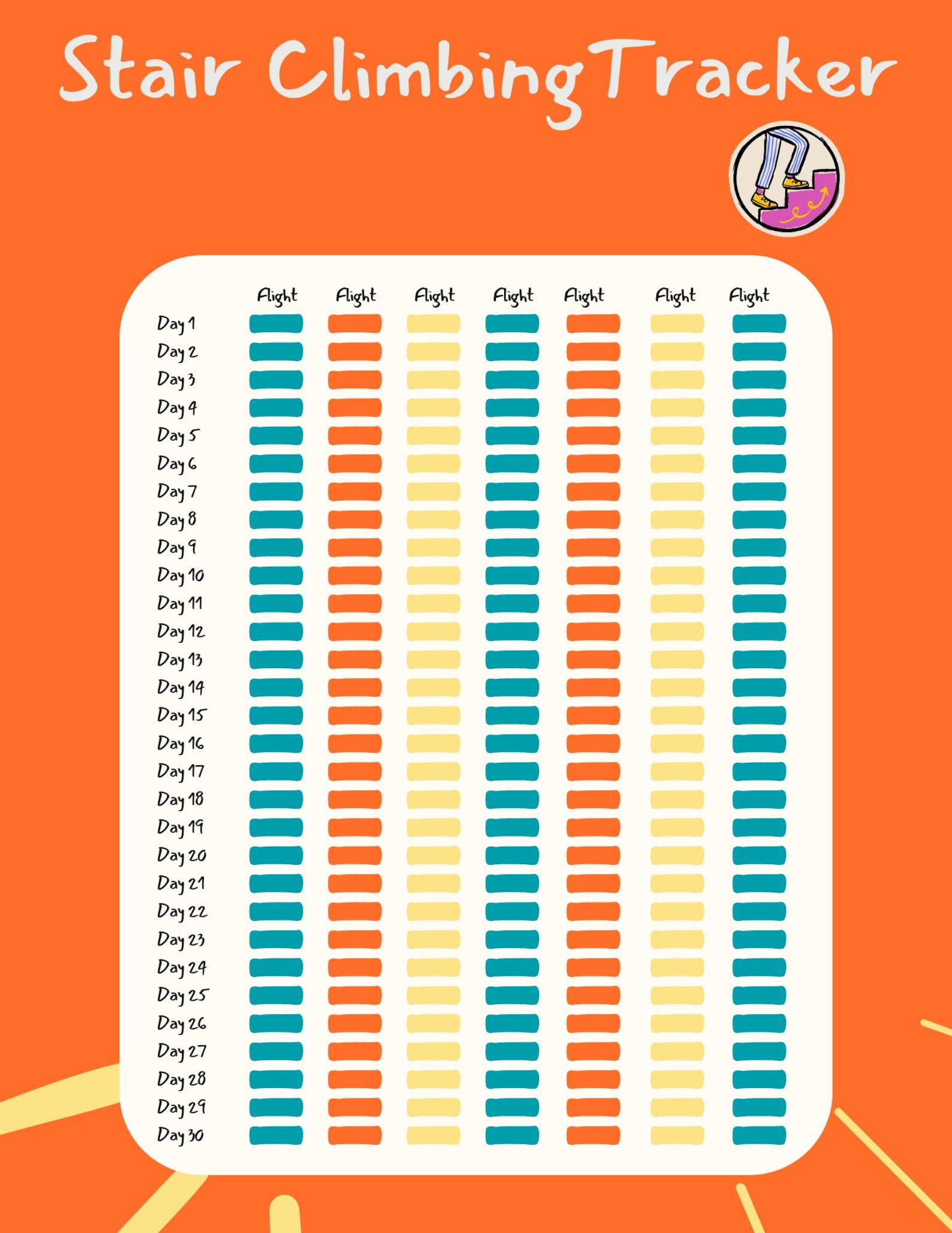 Printable Stair Climbing Tracker to Record Steps, Boost Fitness, Track ...